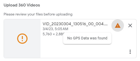 Google street view upload claims missing GPS data - Insta360 Community ...