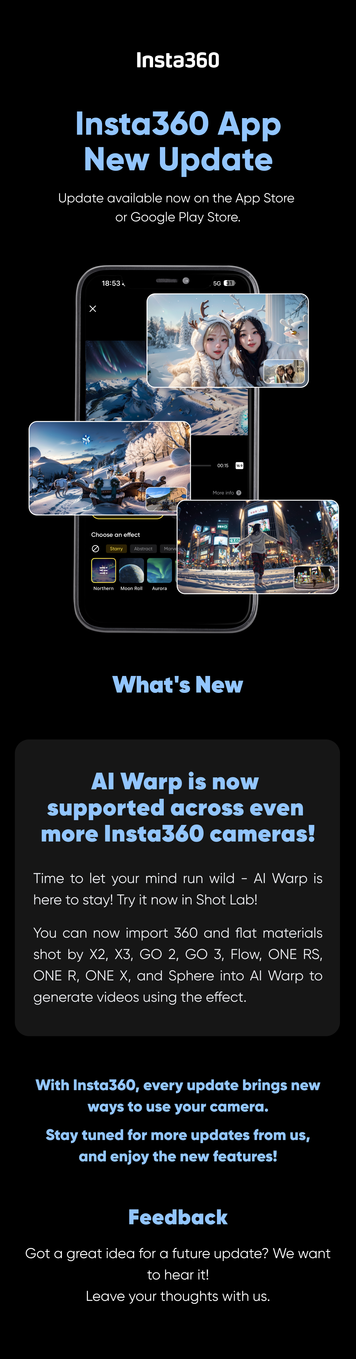 [App Update] Support All Cameras! Your favorite AI Warp comes - Insta360 Community Forum