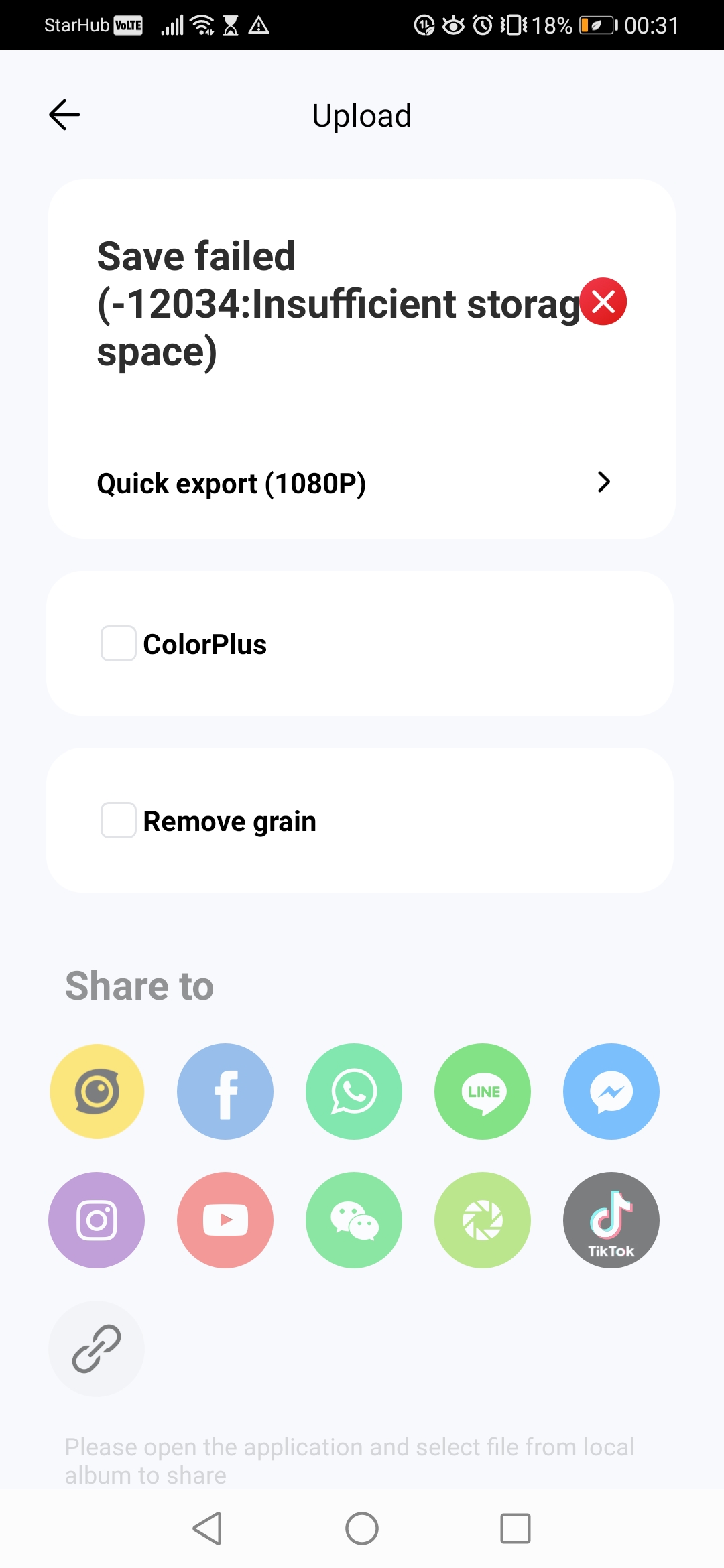 Save faield 12034 (insufficient storage space) - Insta360 Community Forum