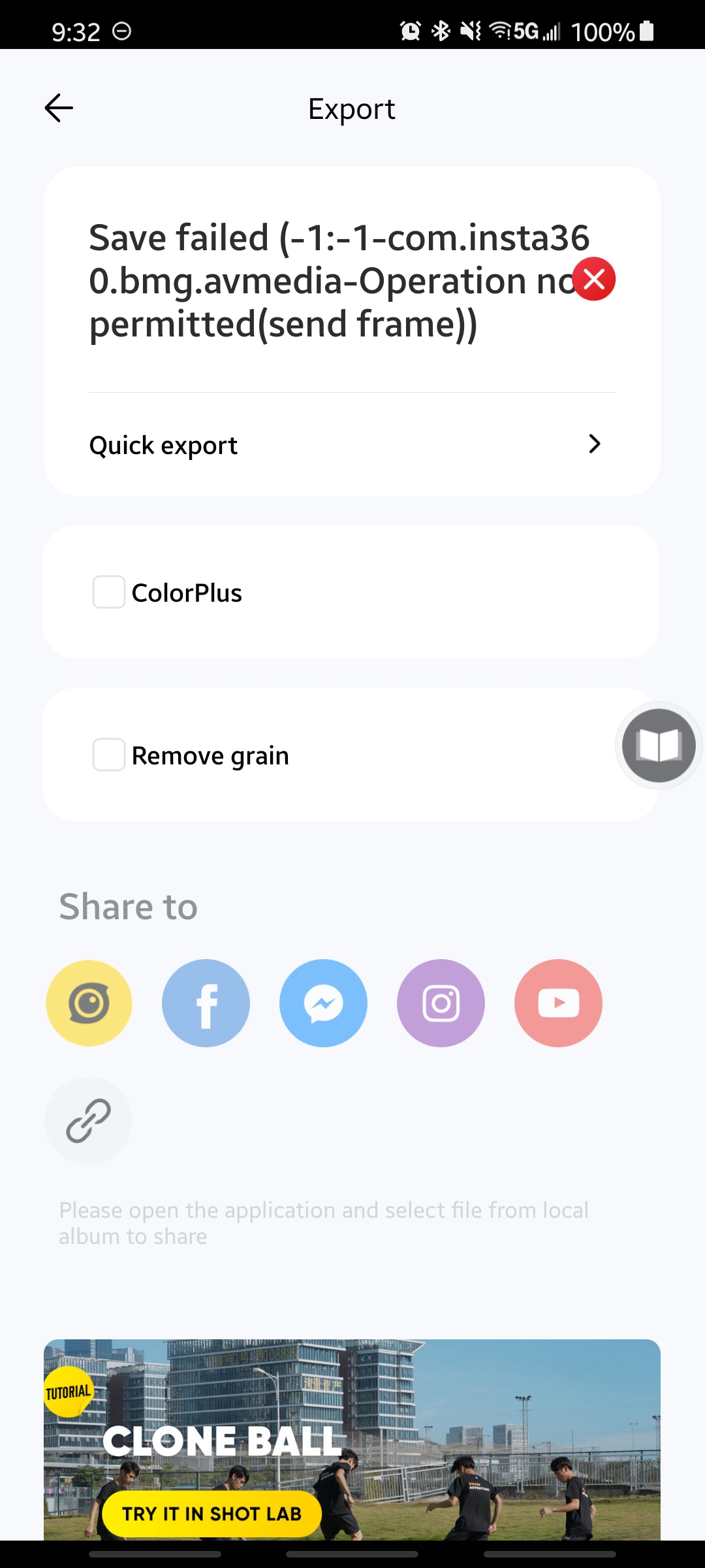 Export fail - Insta360 Community Forum